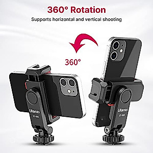 Phone Tripod Mount Holder for iPhone - ULANZI ST-06S Camera Hot Shoe Phone Mount 2 Cold Shoe Phone Holder Compatible for iPhone Android Sony Canon DJI Ronin S/SC Zhiyun Gimbals
