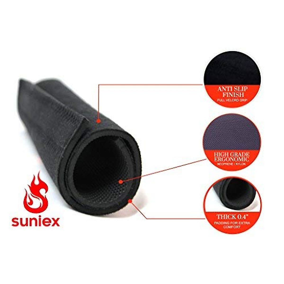 【Ver. 2】【SUNIEX】 HIGH DURABILITY Squat Pad - Fits ALL Olympic Bars - EASY CARRY – SUPER GRIP Design - Neck & Shoulder Protective Pad - Barbell Pad for Squats, Lunges, Weight lifting, Crossfit