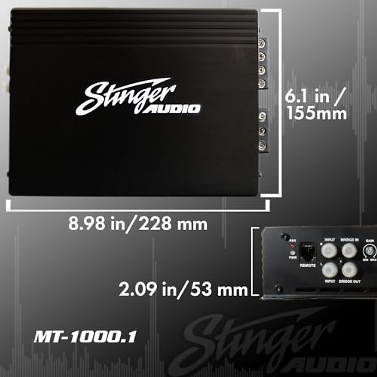 STINGER Audio MT10001 Monoblock Class D Mosfet Power Supply Amplifier with Remote Subwoofer Level Control,1000 Watts RMS.
