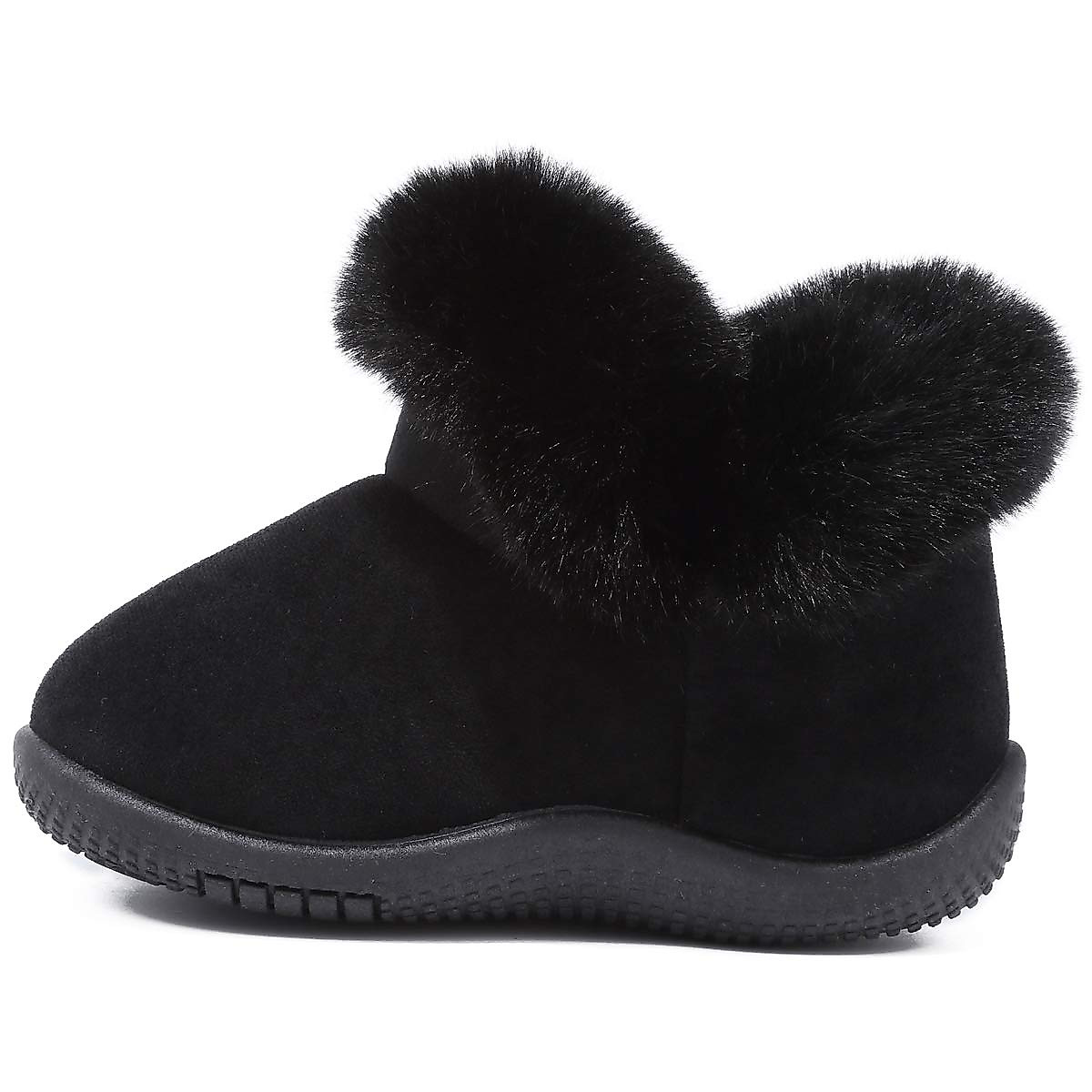 KEESKY Toddler Boots for Girls Suede Warm Fur Lined Ourdoor Footwear Black Size 3.5 M Toddler