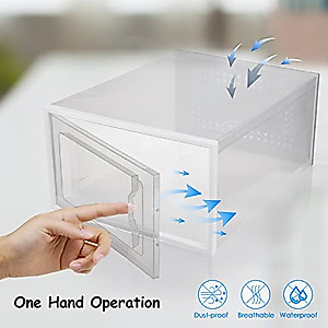 Clear Shoe Boxes Stackable Shoe Storage Boxes with Lids,12 Pack Shoe Boxes Clear Plastic Stackable Shoe Organizers For Closet(M)