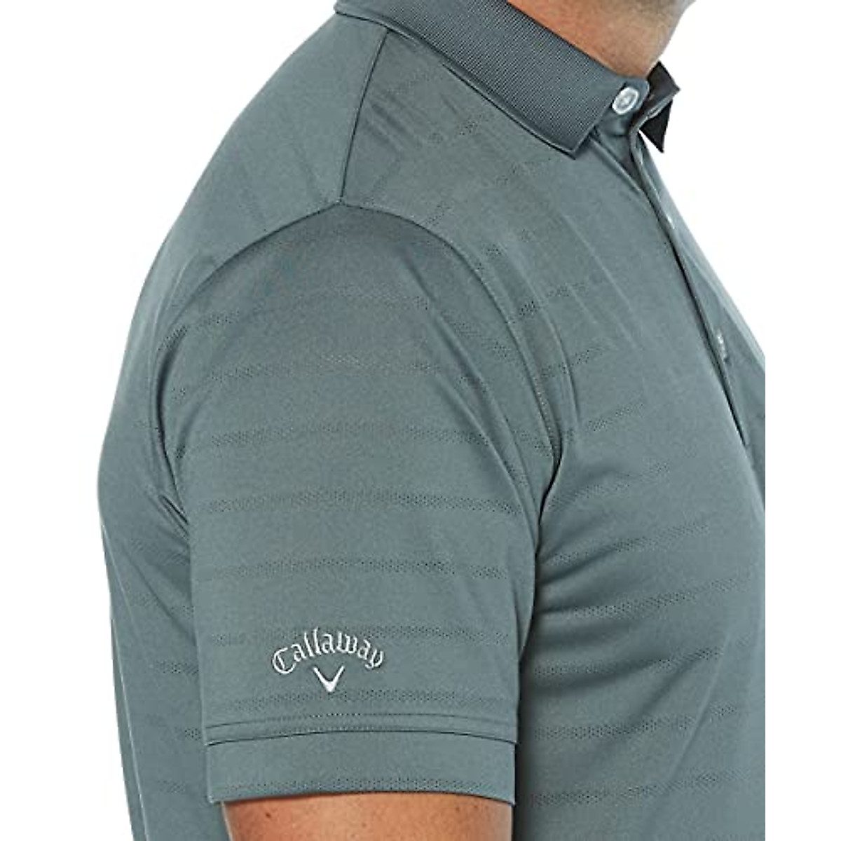 Callaway Men's Basic Short Sleeve Opti-Vent Open Mesh Polo Golf Shirt, Quiet Shade , Large