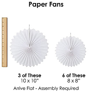 Big Dot of Happiness Twinkle Twinkle Little Star - Hanging Baby Shower or Birthday Party Tissue Decoration Kit - Paper Fans - Set of 9