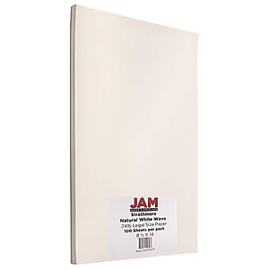 JAM PAPER Legal Strathmore 24lb Paper - 90 gsm - 8.5 x 14 - Nautral White Wove - 100 Sheets/Ream