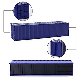 3pcs HO Scale Undecorated 40' (ft) Shipping Containers 1:87 Deep Bule Ribbed Side Container C8740DB