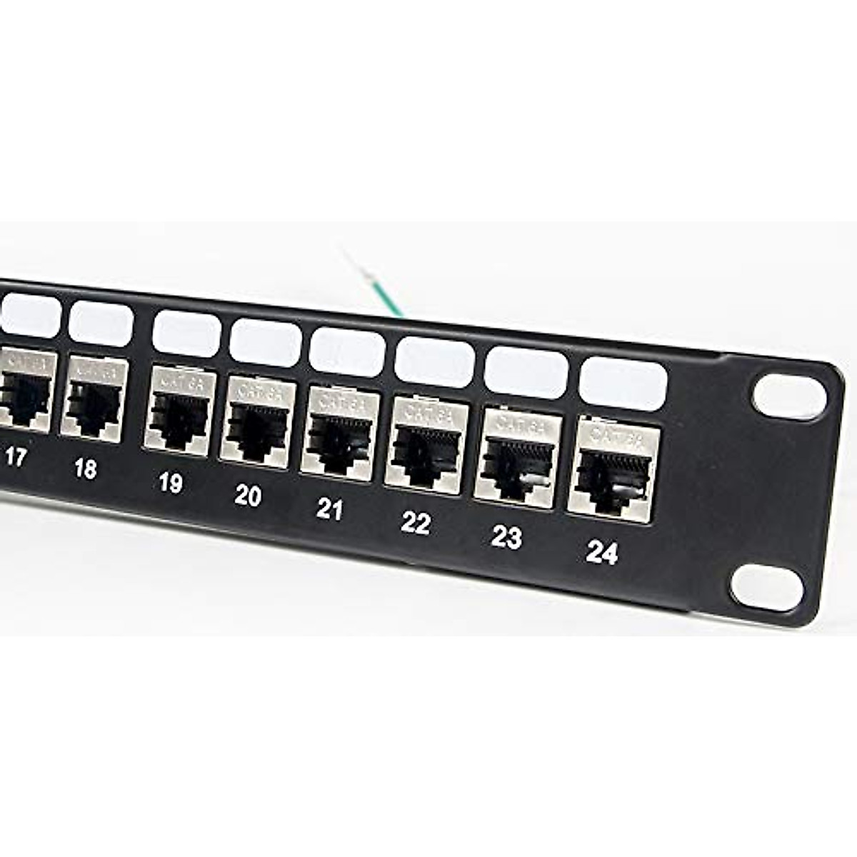 Detroit Packing Co. 24 Port CAT6A RJ45 Through Coupler Patch Panel with Back Bar, Wallmount or Rackmount, Compatible with Cat5, Cat5e, Cat6, Cat6A, UTP STP Cabling (CAT6a Shielded, 24-Port)