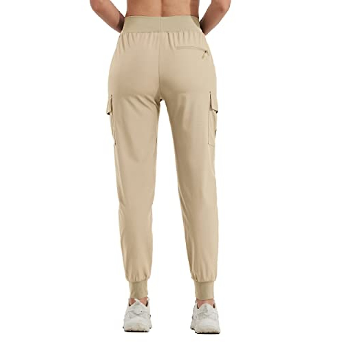 Willit Women's Cargo Hiking Pants Lightweight Athletic Outdoor Travel Joggers Quick Dry Workout Pants Water Resistant Light Khaki M