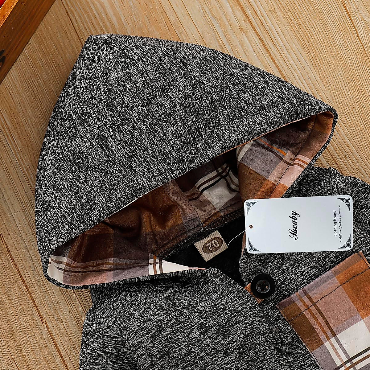 Baby Boy Clothes 1 Year Old Boy Fall Outfits Long Sleeve Plaid Sweatshirt Toddler Boy Outfits 12-18 Months Clothes Coffee