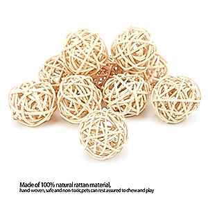 10Pcs Rattan Balls, Sepak Takraw Toy Natural Color Rattan Safe and Harmless Parrot Small Animal Chew Toy for Parrot