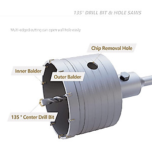 GSTK 15pcs Concrete Hole Saw Set (30 40 50 65 80 100mm) with SDS Plus Shank Connecting Rod 110mm and 5pcs Dust Catchers, Concrete Hole Saw Kit for Concrete|Cement|Brick|Stone|Wall.