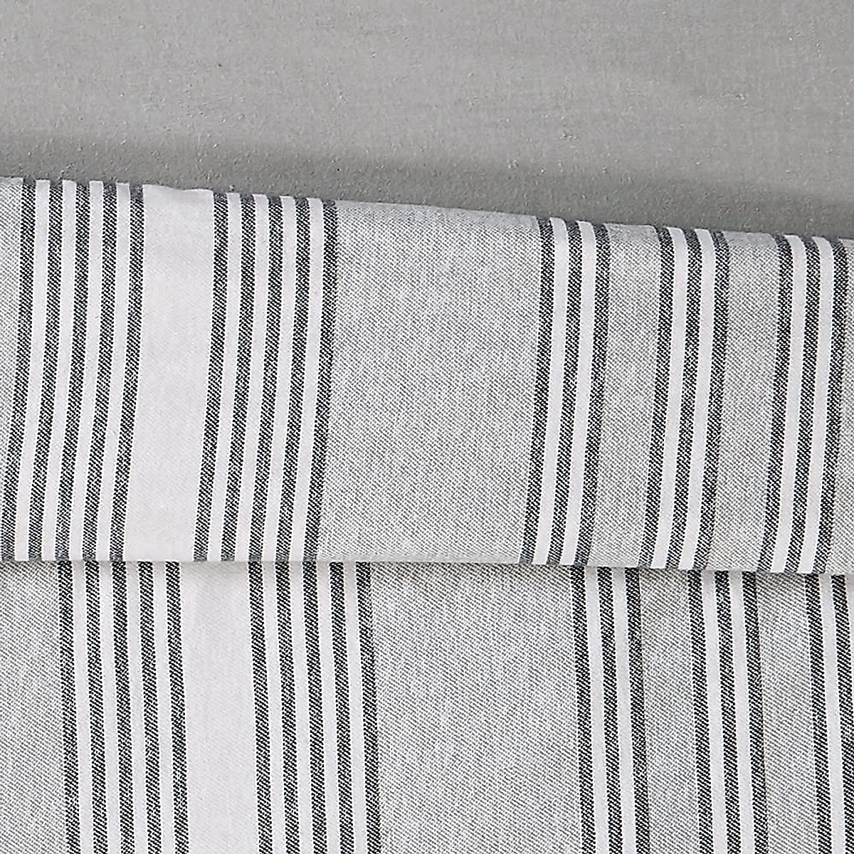 Truly Soft Everyday - King 3 Piece Duvet + Sham Set - Keil Stripe Flannel Collection - Grey