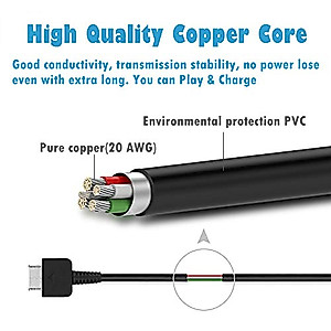 BATSOEASY 3.9ft USB Charger Cable Compatible with PS Vita, Charging Cable Data Cord Compatible with PlayStation Vita 1000 PSV with 6pcs Thumb Grip Caps (Only Compatible with PS Vita 1000 Models)