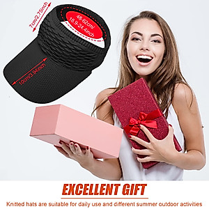 3 Pieces Women Knitted Hats Sun Visor Hat for Women Elastic Sports Hat Empty Top Quick Drying Wide Brim Golf Riding Beach Hiking Hat (Black, White, Gray, 3 Pieces)