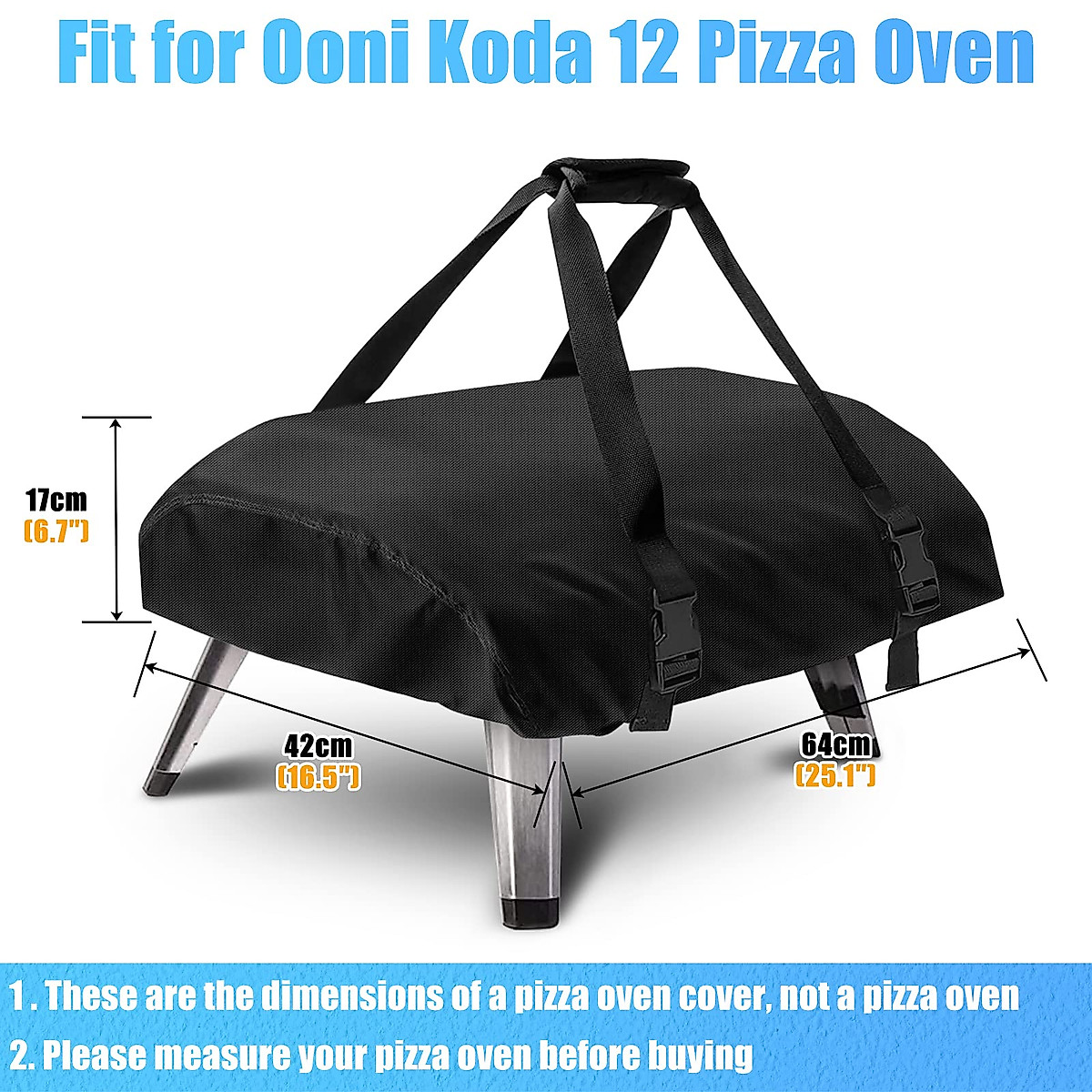 Carry Cover for Ooni Koda 12 Gas Pizza Oven, Kovshuiwe Outdoor Pizza Oven, Waterproof 600D Oxford Fabric, Pizza Oven Cover Accessories (25.2"x16.5"x6.7")