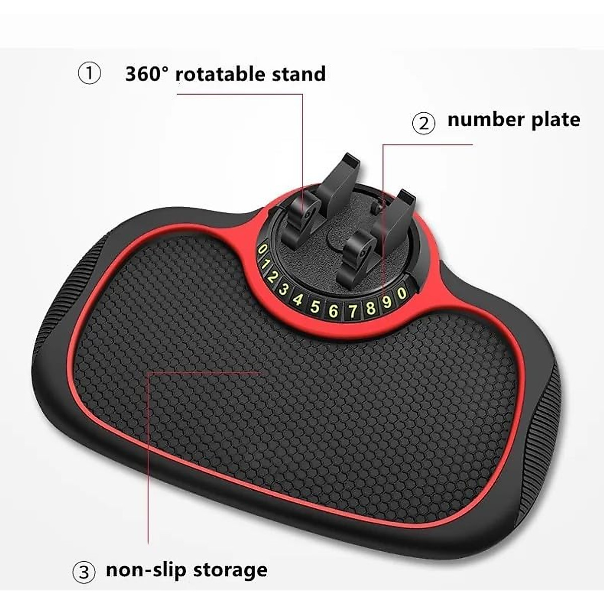 KRAOIKK Multifunction Car Anti-Slip Mat Auto Phone Holder, Dashboard Phone Mount for Car, Portable Cell Phone & Mp3 Player Speakers & Audio Docks, Phone Sticky Grip Phone Mount for Car (Red)