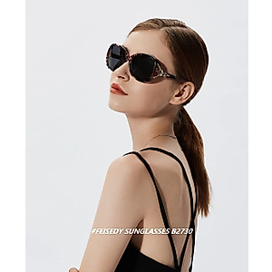 FEISEDY Women Oversized Polarized Sunglasses Ladies Large Shades Classic Fox Sunglasses B2730 (Floral, 58)
