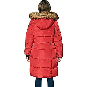 CANADA WEATHER GEAR Women's Faux Fur Insulated Long Puffer Coat Red Size M