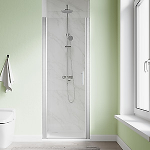 SL4U Pivot Shower Door, 28" W x 72" H, 1/4" Tempered Glass Shower Door, Pivot Swing Shower Glass Door, Easy to Clean, Brushed Nickel Finish