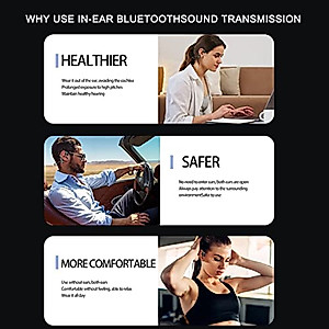 True Bone Conduction Concept Bluetooth Headset - Does Not Enter The Ear - Lightweight Body Design - Waterproof - for Sports Running Workout (Black)
