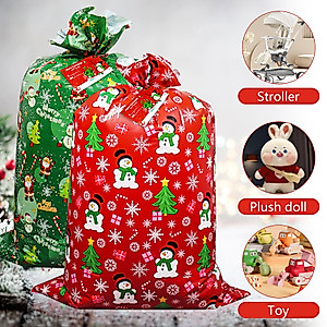 Nwvuop 2 Pack Giant Christmas Gift Bag 36× 56 Inches Extra Large Plastic Gift Bags with Gift Tag for Christmas Presents Wrapping Goodie Bags Kids Bicycle Bike
