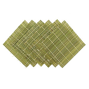 BambooMN 6x Green Bamboo Sushi Rolling Mat Set, Bulk Sushi Roller Mats 9.5", All Natural Bamboo