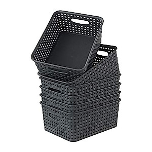 Xowine 6-Pack Plastic Storage Basket, 10" x 7.5" x 4.05", Gray