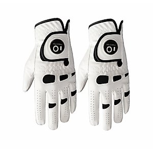 Men’s Golf Glove Left Hand Right with Ball Marker Value 2 Pack, Weathersof Grip Soft Comfortable, Fit Size Small Medium ML Large XL, by Finger Ten (M/Large, Left)