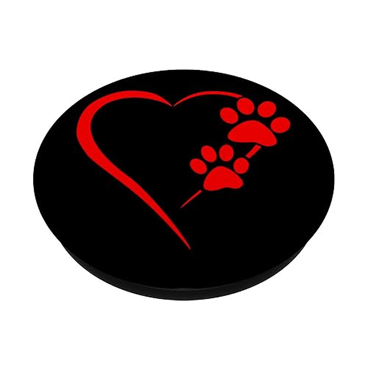 Red Heart Paw Print Dog Paw Cute Dog Love Black Dog PopSockets Standard PopGrip