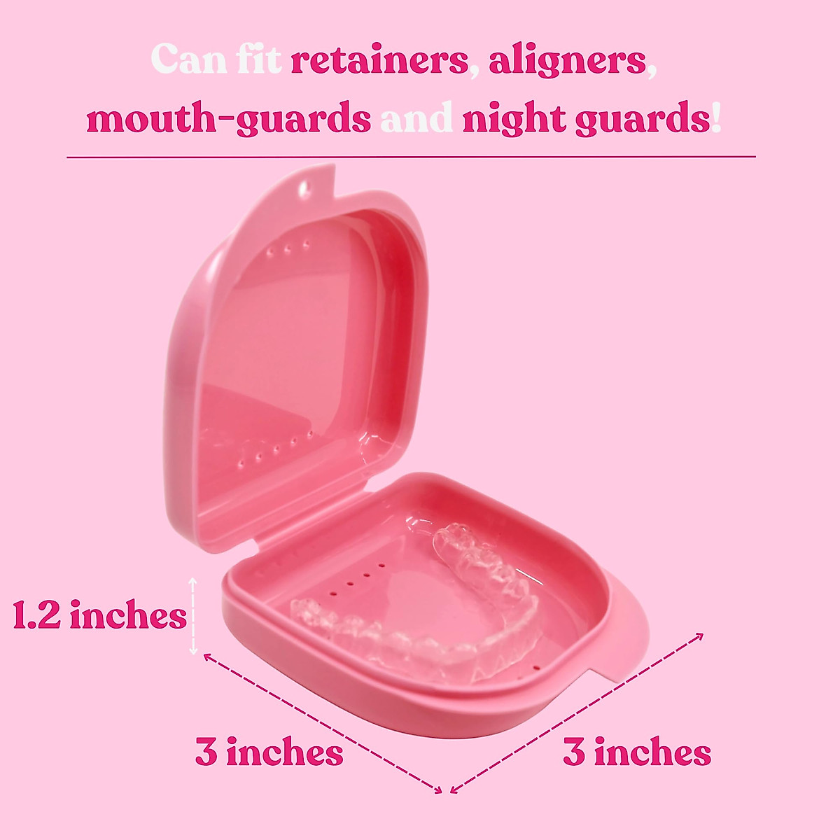 Genco Dental Retainer Case with Vent Holes - Orthodontic container for holding retainers, aligner, night-guard/mouth-guard. Small and Durable retainer case