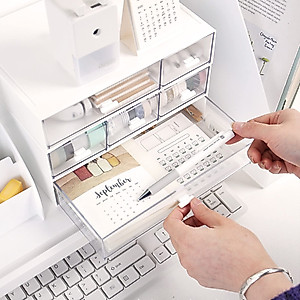 kulusion Desk Organizer with Storage Drawers Stackable , Plastic, White Great for Office School Home - 1drawers (White)