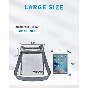 Clear Bag Stadium Approved PVC Clear Purse Clear Crossbody Bag with Adjustable Strap Upgraded Capacity Perfect for Concert Work Sports Festivals Grey