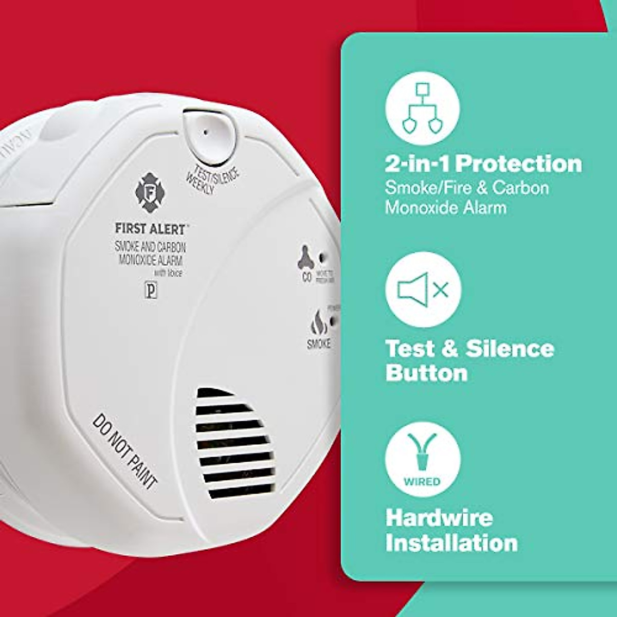 FIRST ALERT Battery Powered BRK SC7010BV Hardwired Talking Photoelectric Smoke and Carbon Monoxide (CO) Detector , White