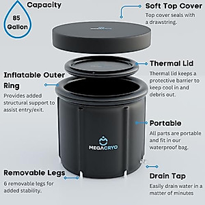 Megacryo Ice Bath Tub for Adults | Cold Plunge Tub for Athletes | Portable Cold Pod | Inflatable Pool for Cold Therapy and Cold Immersion (Ice Bath Tub)