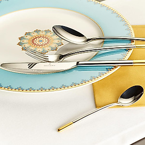 Villeroy & Boch Ella Service, 24 Pieces, Exclusive Stainless Steel Cutlery Leaf Appliqué for 6 People, Partially Gold Plated, Dishwasher Safe