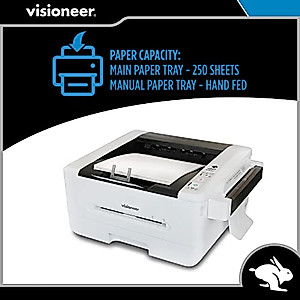 Visioneer Rabbit PC30dwn Laser Printer/Copy Machine, USB Office Printer and Copier for PC and Mac, 30 PPM, Sheetfed 250 Page Automatic Document Feeder (ADF), White