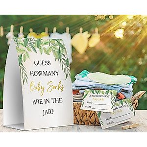 Guess How Many Baby Socks Are In The Jar, Baby Shower Games, Baby Shower Decorations - One Sign and 50 Cards(MANY014)