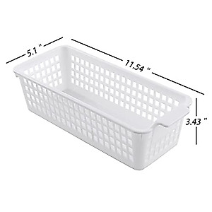Saedy 4-Pack Slim Storage Basket, Plastic Organized Baskets, White