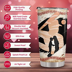 34HD Mothers Day Gifts for Mom, Baseball Mom Tumbler with Lid, 20oz Vacuum Insulated Baseball Coffee Mug Sport, Cool Birthday Softball Gifts for Mama from Son, Husband