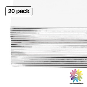 Mat Board Center, Pack of 20 11x14 Uncut Photo Mats, White Backing Boards - for Photos, Prints, Frames and More
