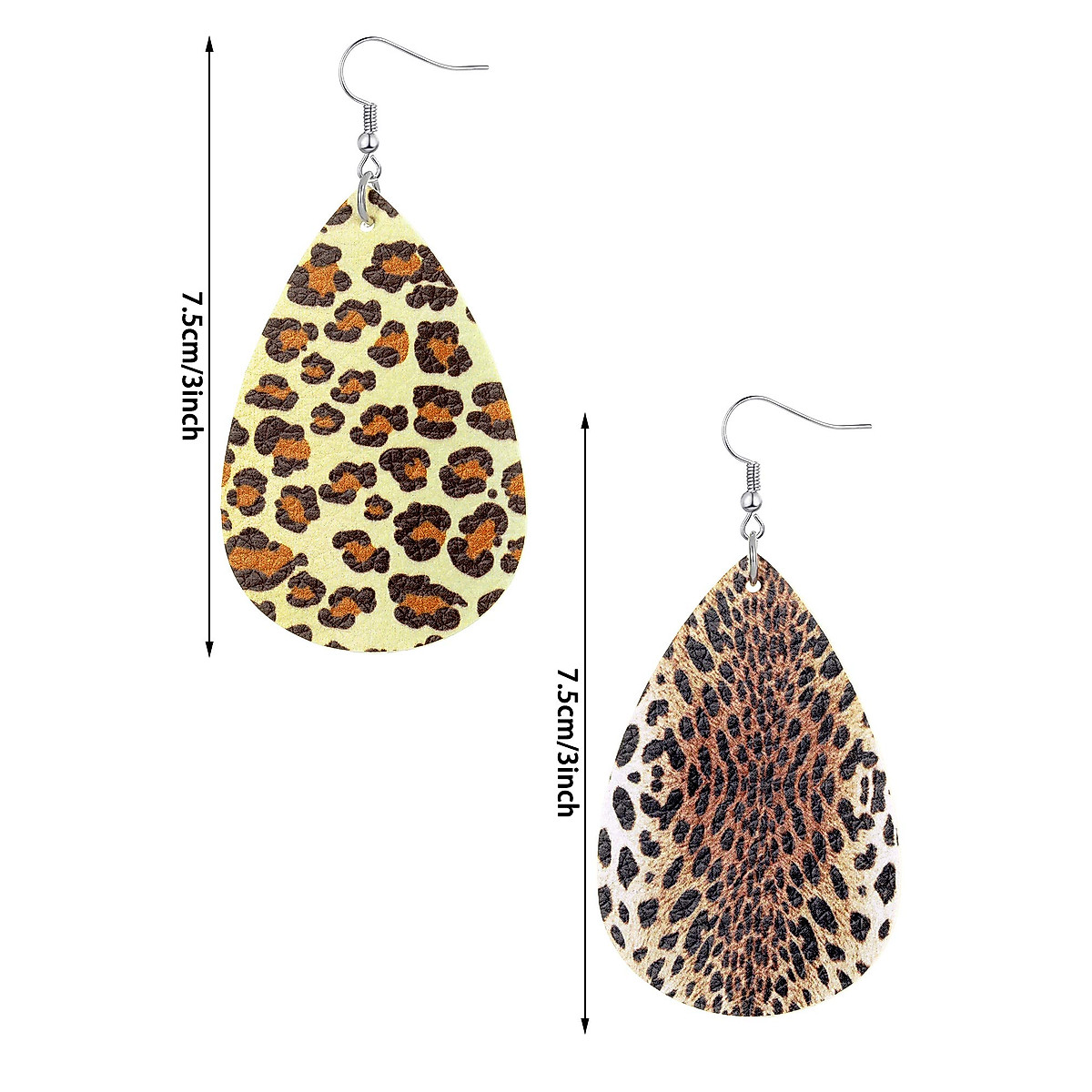 20 Pairs Leopard Faux Leather Teardrop Earrings Vintage Leopard Printed Dangle Earrings Lightweight Drop Earrings (Classic Leopard Prints)