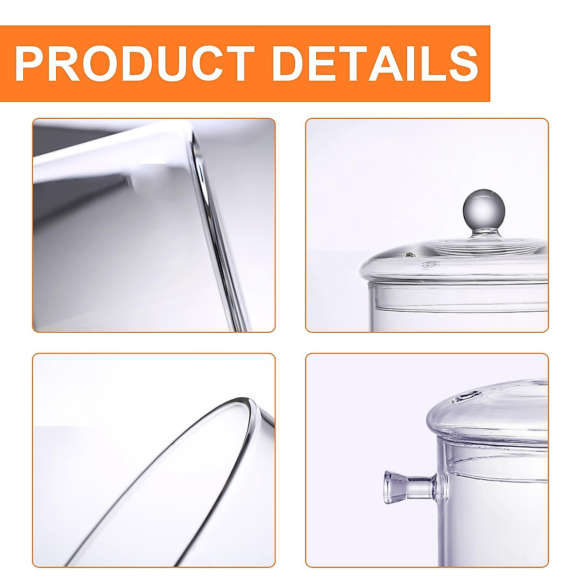 Hyuetrsa 2 Pcs Glass Saucepan with Cover, 1.5 L/ 50 oz Heat-resistant Glass Stovetop Pot and Pan with Lid, Clear Simmer Glass Pot Cookware Set for Pasta Noodle, Soup, Milk