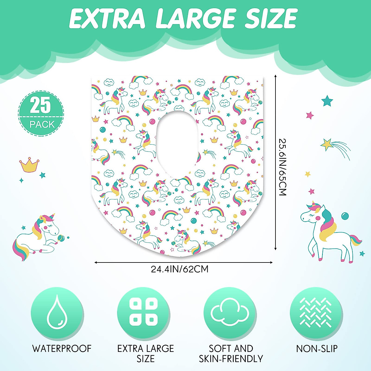 Reginary 25 Packs Disposable Toilet Seat Covers Extra Large Individually Wrapped for Kids and Adults, Portable Non Slip Waterproof Potty Seat Covers for Toddlers Potty Training, Travel