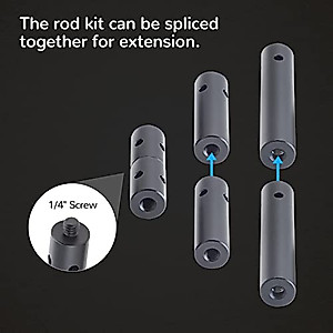 Nitze 15mm Rod with 1/4” Screw 1 Inch/2 Inches/3 Inches (3 pcs) Aluminum Alloy 15mm Rods wtih 1/4" Male to Female Threads - R15-1/4-KIT