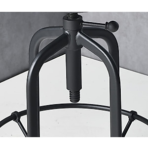 Set of 2 Industrial Bar Stool,Kitchen Stool-Adjustable Swivel Vintage Pu Leather Bar Stool-Rustic Bar Stool with Cushion Seat-Metal Iron Pipe Stool-Extra Tall Pub Height 25.39-31.29 Inch,Fully Welded