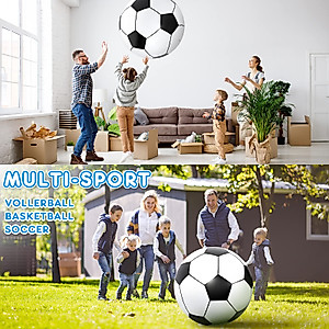 Lewtemi 2 Pcs 40 Inch Giant Inflatable Soccer Ball Large Huge Beach Ball Football Sports Birthday Party Decoration Favors Operation Christmas Pool Themed Toys for Outdoor Activity Games(Black)