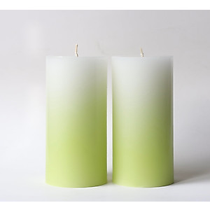 Ombre Gradation Pillar Candles by Modern Candle Design Hand Poured in The USA Set of 2 Unscented (Turquoise, 3 x 6)