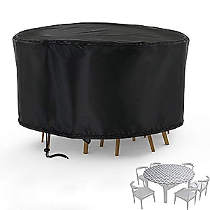 Rilime Patio Furniture Set Cover Round, Waterproof Anti-UV Outdoor Table Chair Set Cover Garden Rattan Table, Sofa, Sectional Cover Fits for 6 Seater(90" D x 43" H)