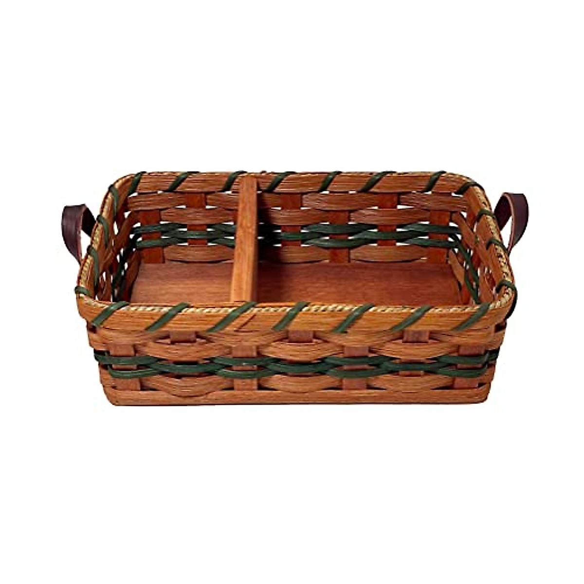 Amish Napkin Salt Pepper Solid Oak Handmade Wicker Basket by Amish Baskets and Beyond (Green)