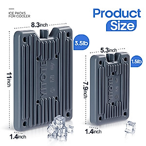 Yitote (3.5LB) Pre-Filled Hard Ice Packs for Coolers Long Lasting Reusable(2Packs),Cooler Ice Packs for Lunch Bags,Lunch Box Ice Packs Reusable Freezer Packs for Cooler Backpack.