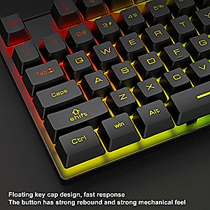 MAOSUO T6RGB Luminous Wired Gaming Keyboard and Mouse Set with Large Mouse Pad USB Colorful Backlit Easy-to-Operate Mechanical Feel Keyboard Accessories Kit for Laptop Computer Gamer Work